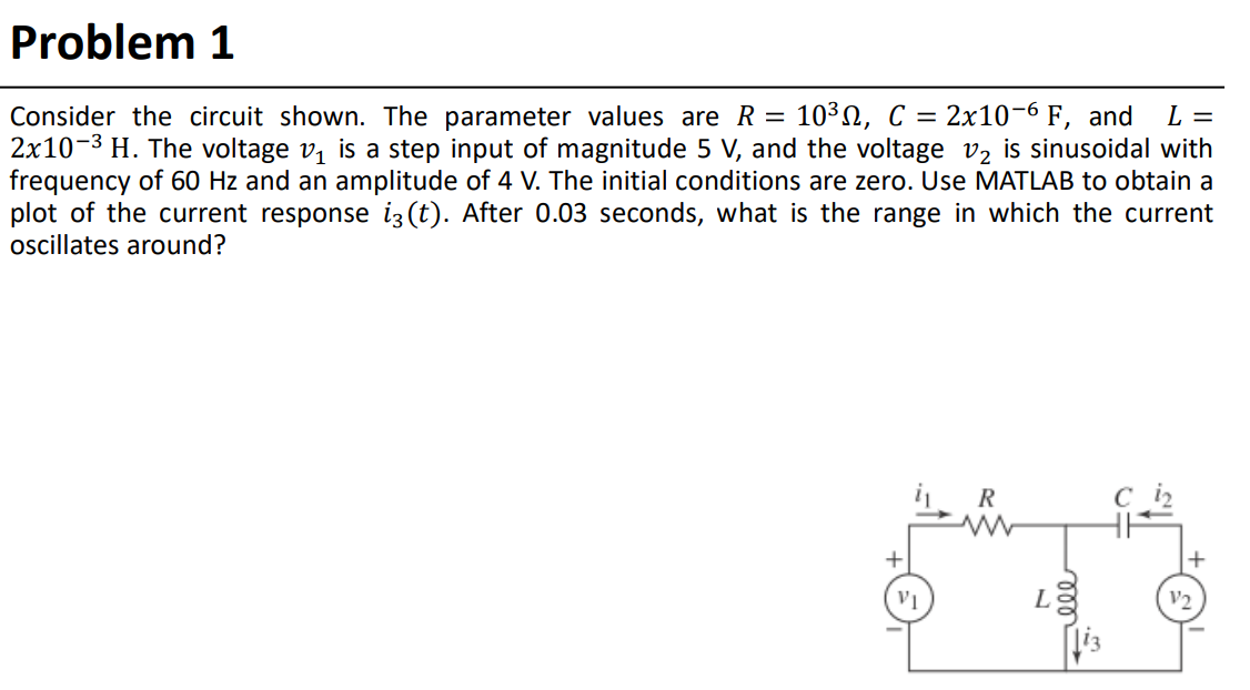 Consider the circuit shown. The parameter values are | Chegg.com