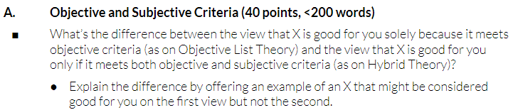 Objective And Subjective Criteria 40 Points