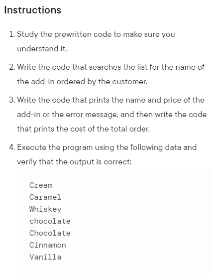 Instructions 1. Study the prewritten code to make | Chegg.com