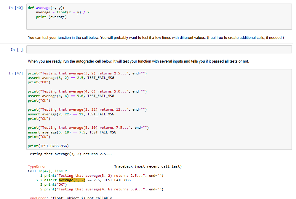 Solved def average (x,y) : average =float(x+y)/2 print | Chegg.com
