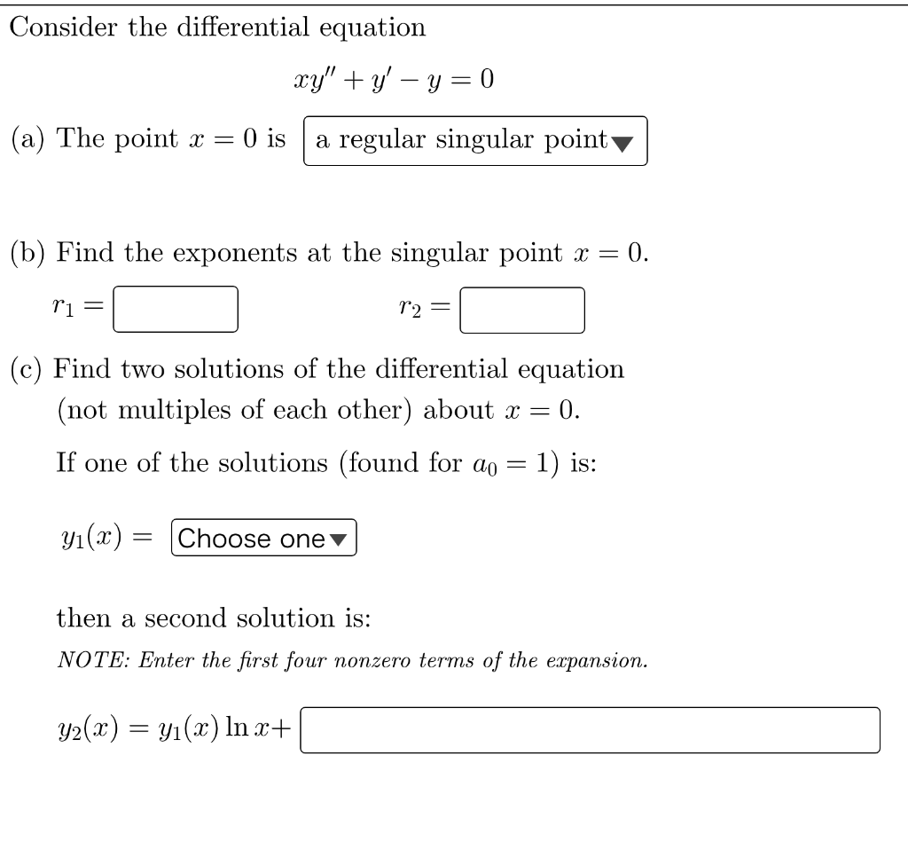 Solved Consider the differential equation xy′′+y′−y=0 (a) | Chegg.com