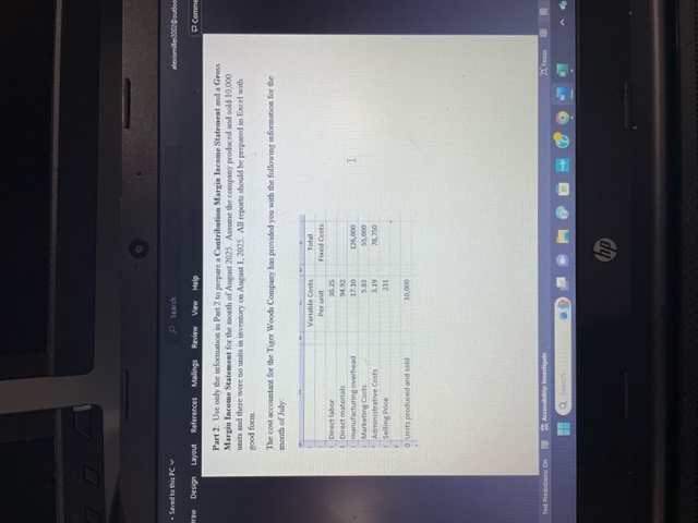Solved Part 2: Use only the isformation in Part 2 ﻿to | Chegg.com