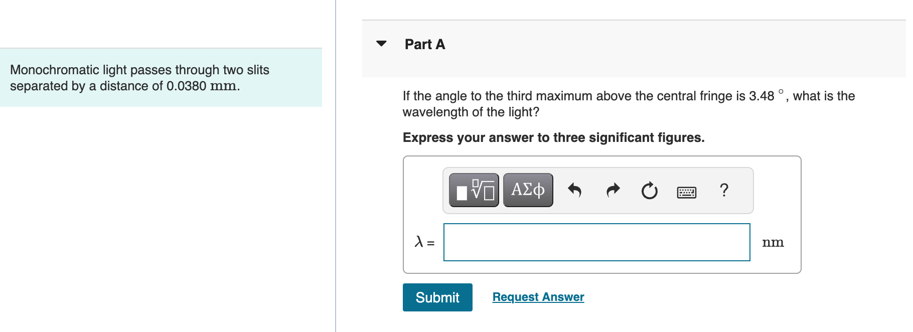 Solved Monochromatic light passes through two slitsseparated | Chegg.com