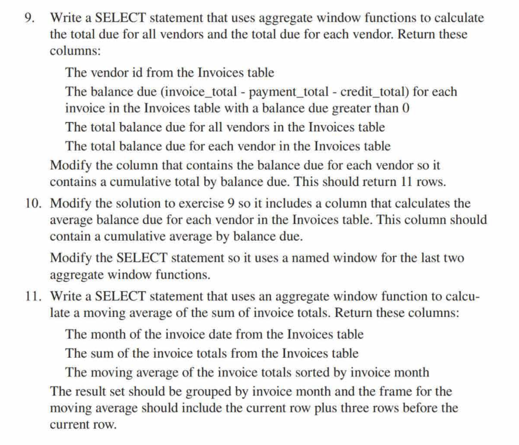 Solved invoices Columns invoice_id vendor_id invoice_number | Chegg.com