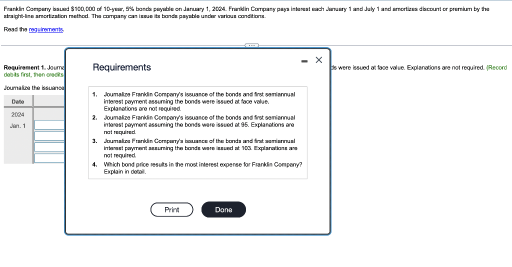 Solved Franklin Company issued $100,000 of 10 -year, 5% | Chegg.com