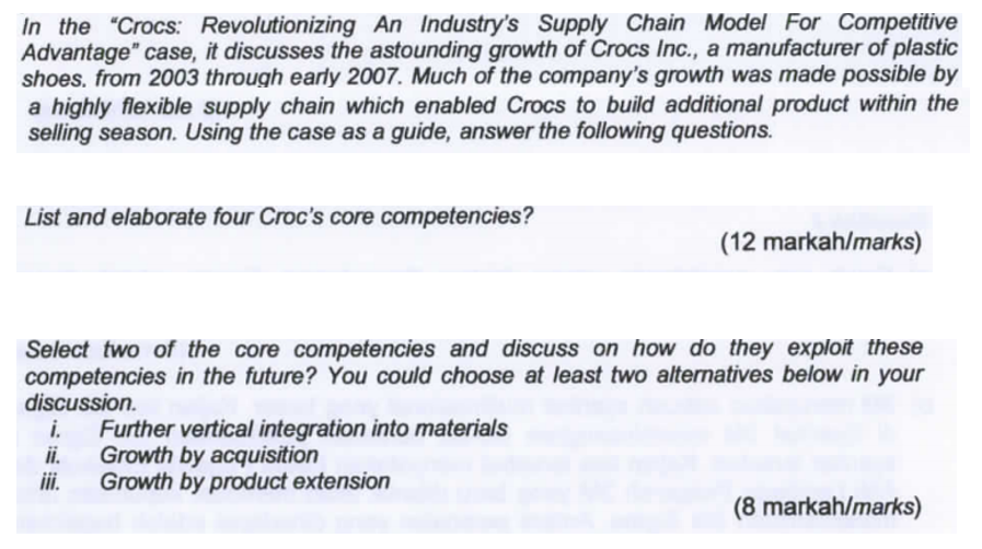 In the "Crocs: Revolutionizing An Industry's Supply | Chegg.com