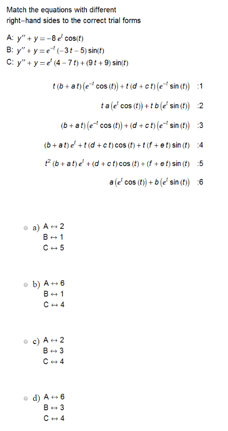 Solved Match the equations with different right-hand sides | Chegg.com