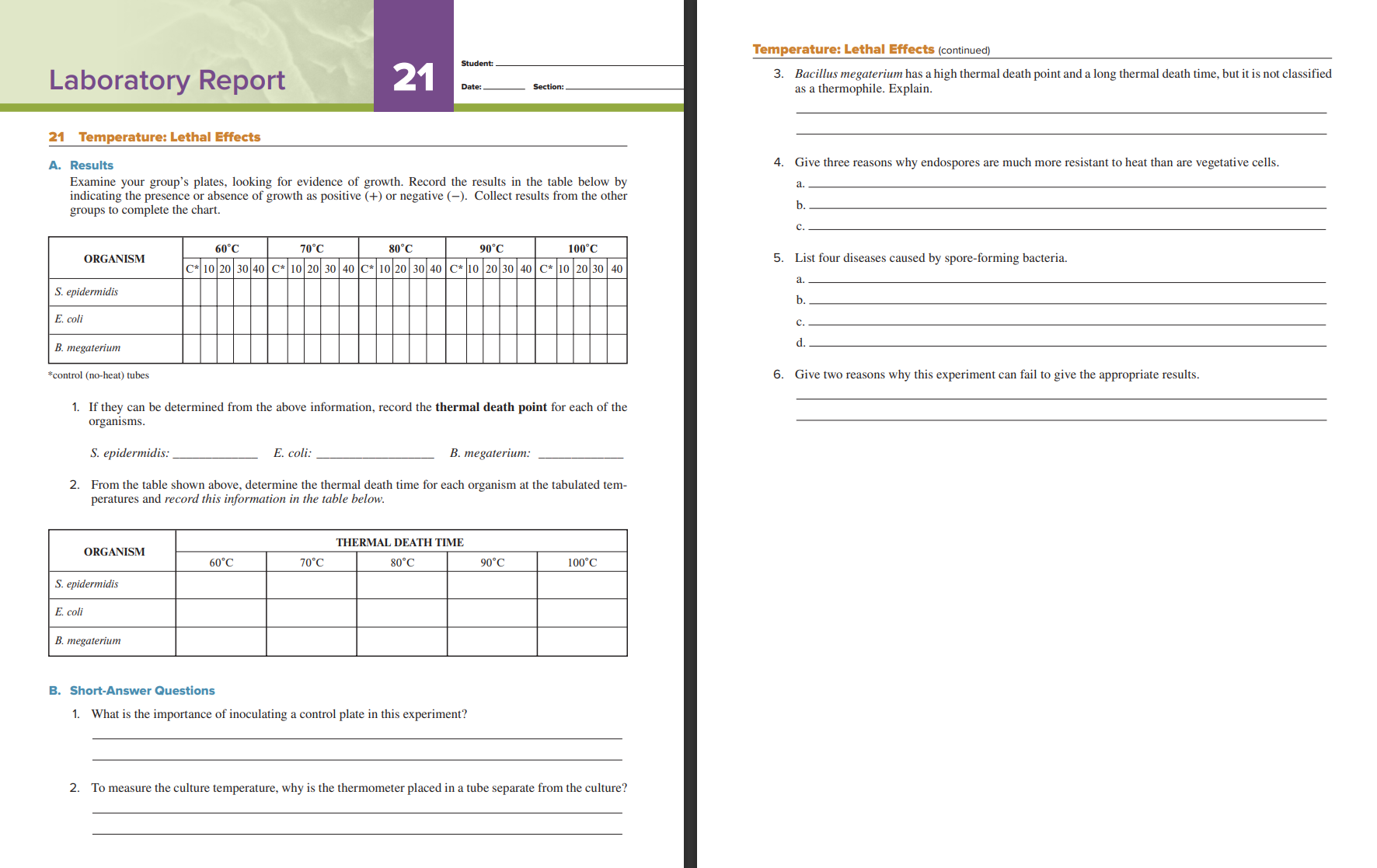 Solved Laboratory Report (2) Student: 3. Bacillus megaterium | Chegg.com