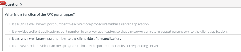 Solved ect Question 9 What is the function of the RPC port | Chegg.com