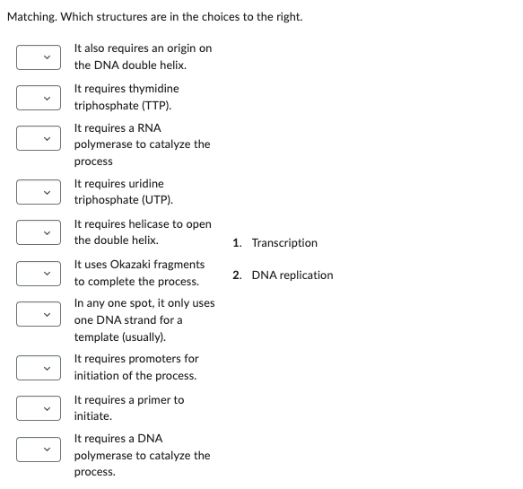 Solved Question 9 (1 point) Matching. Match the strands. | Chegg.com