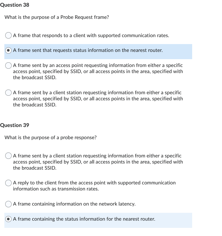 Solved What is the purpose of a Probe Request frame? A frame | Chegg.com