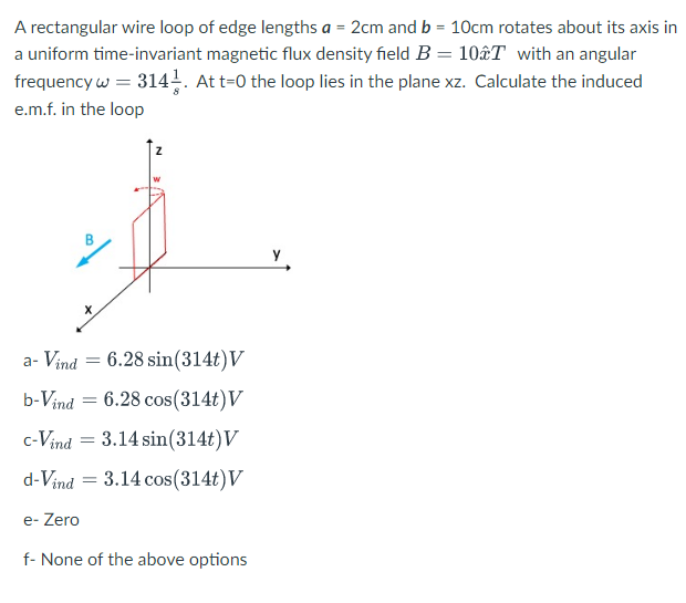 Solved A rectangular wire loop of edge lengths a=2cm ﻿and | Chegg.com