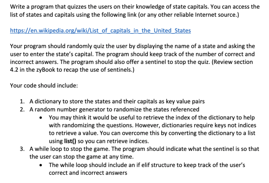Write a program that quizzes the users on their | Chegg.com