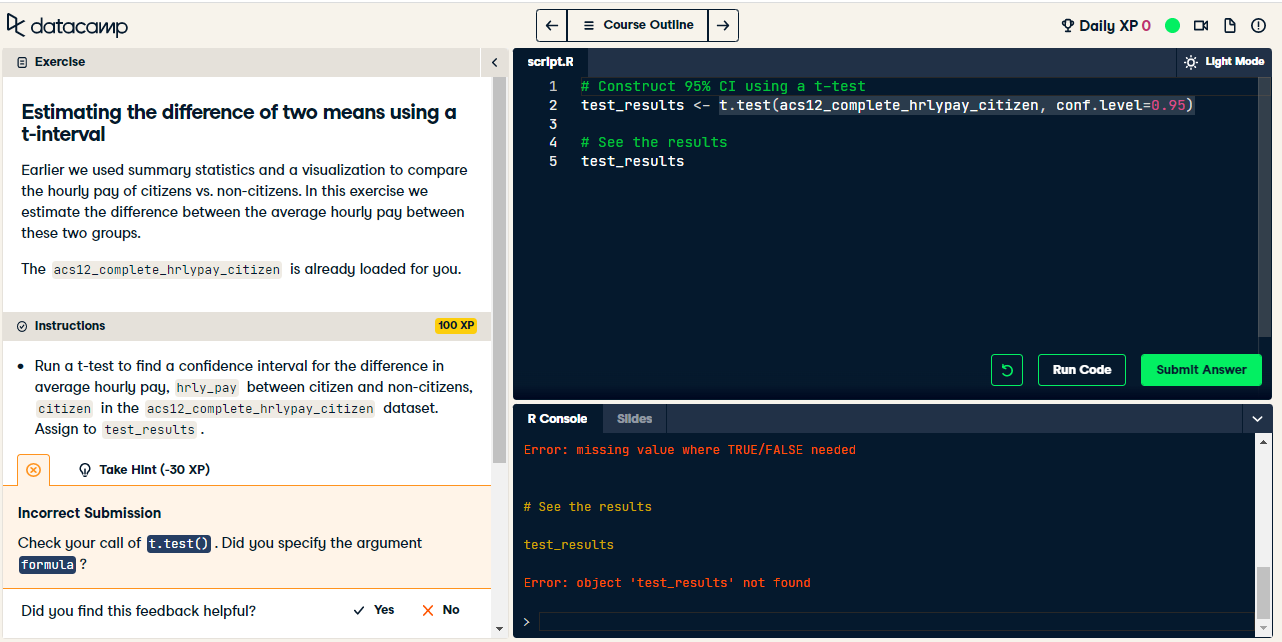 datacamp = Course Outline > 9 Daily XPO о во Exercise | Chegg.com