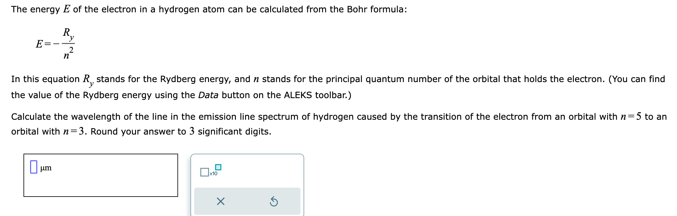Solved E=−n2Ry In this equation Ry stands for the Rydberg | Chegg.com