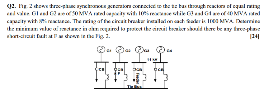 Solved Q2. Fig. 2 shows three-phase synchronous generators | Chegg.com