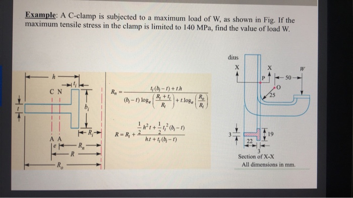 Solved Example: A C-clamp is subjected to a maximum maximum | Chegg.com