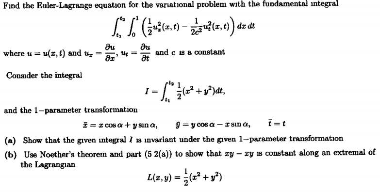 Find the Euler-Lagrange equation for the variational | Chegg.com