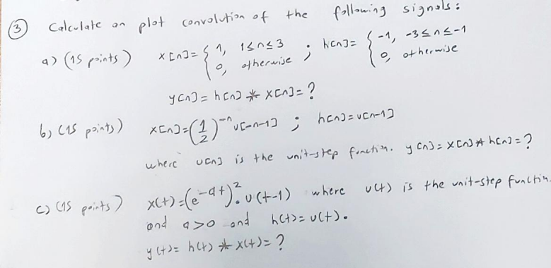 Solved (3) Calculate on plot convolution of the following | Chegg.com