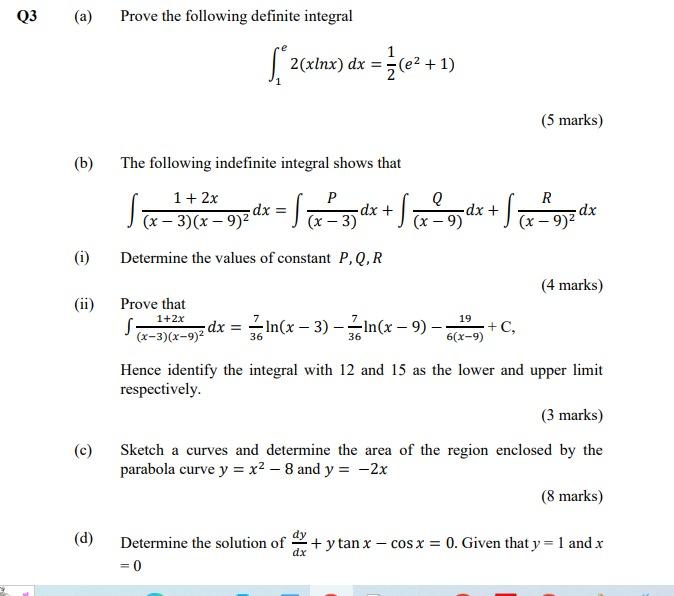 Solved (a) Prove the following definite integral | Chegg.com