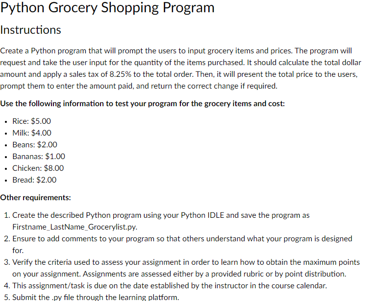 Solved Create a Python program that will prompt the users to | Chegg.com