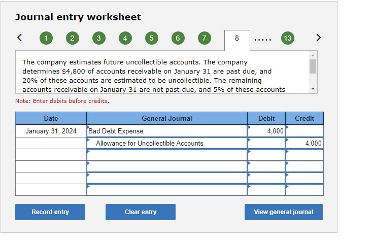 Solved Journal entry worksheet 1 2. 3 4 5 6 13 The company | Chegg.com