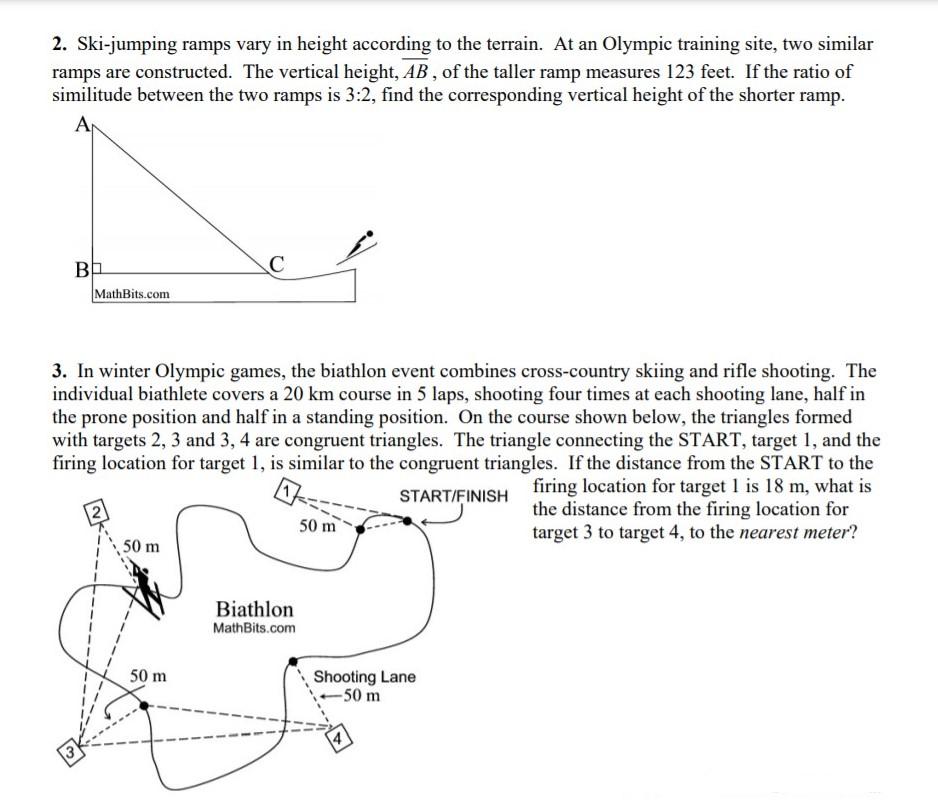 Solved 2. Ski-jumping ramps vary in height according to the | Chegg.com