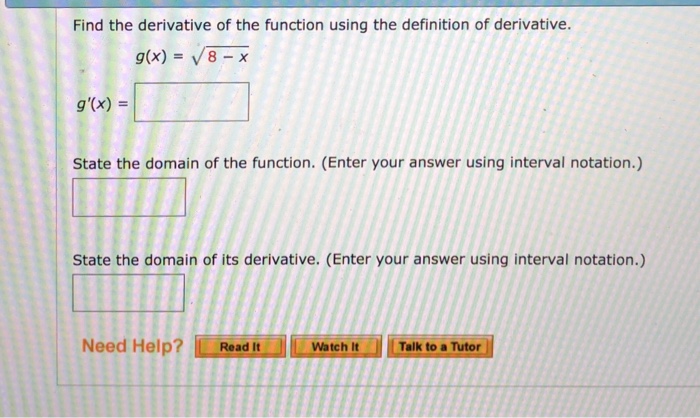 Solved Find the derivative of the function using the | Chegg.com