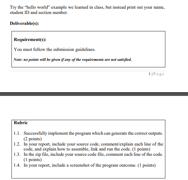 Solved Try the “hello world” example we learned in class, | Chegg.com