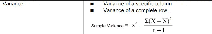 Solved Variance Variance of a specific column Variance of a | Chegg.com