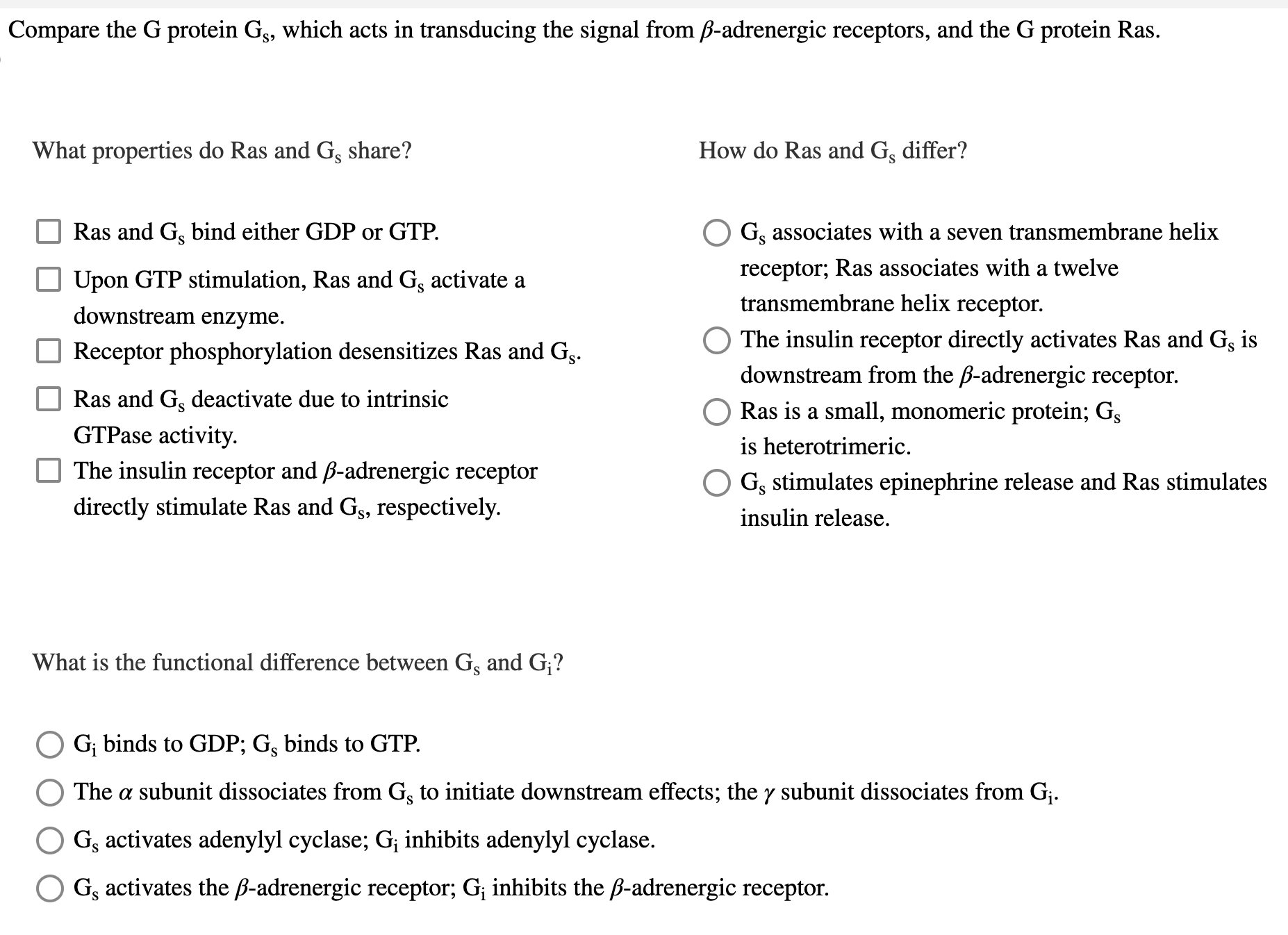 Solved Compare the G ﻿protein Gs, ﻿which acts in transducing | Chegg.com