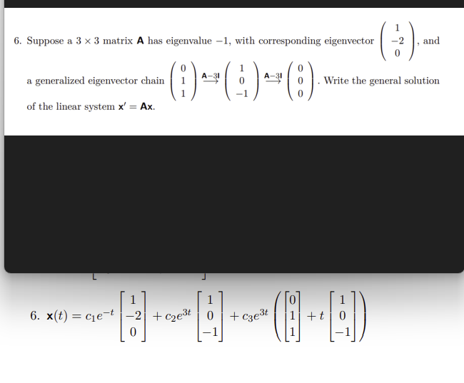 Solved Suppose a 3×3 ﻿matrix A has eigenvalue -1 , ﻿with | Chegg.com