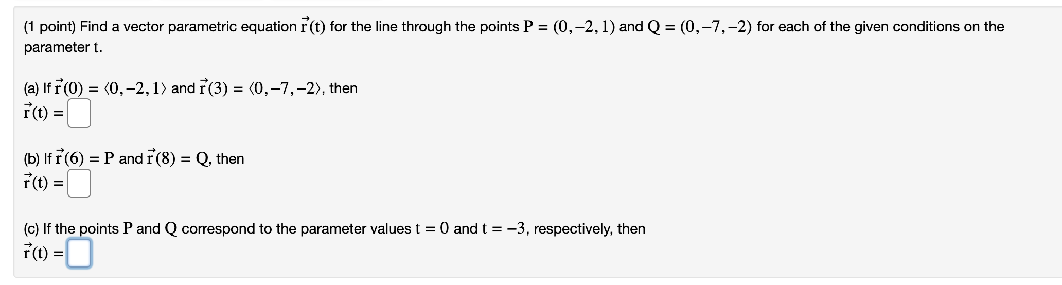 Solved (1 ﻿point) ﻿Find a vector parametric equation | Chegg.com