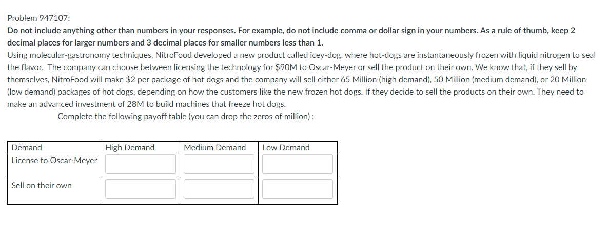 Solved Problem 947107: Do not include anything other than | Chegg.com
