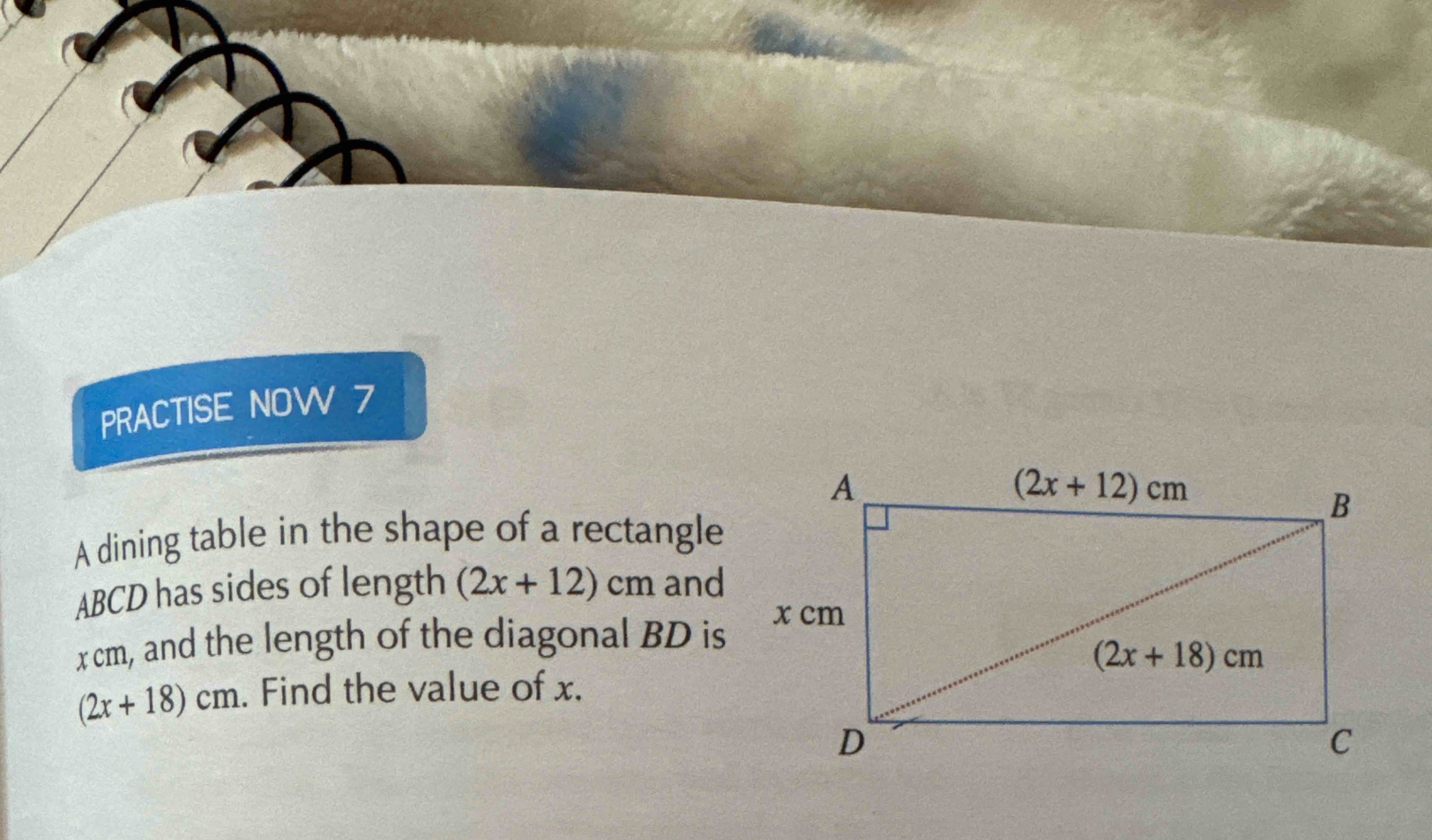 A dining table in ﻿the shape of ﻿a rectangle ABCD has | Chegg.com