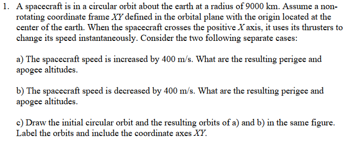 Solved A spacecraft is in a circular orbit about the earth | Chegg.com