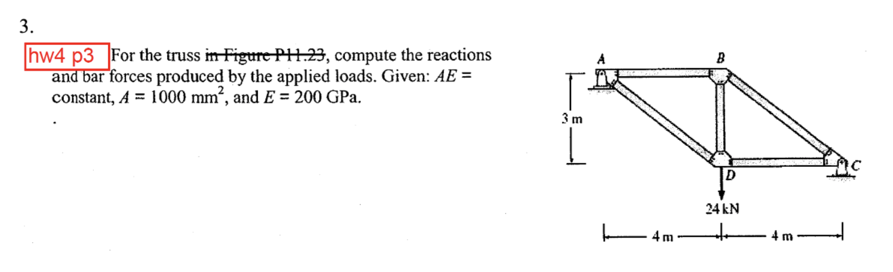 Solved 3. hw4 p3 For the truss in Figure P1.23, compute the | Chegg.com