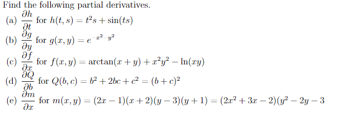 Solved Find the following partial derivatives. (a) ∂t∂h for | Chegg.com