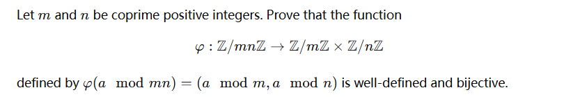 Solved Let m ﻿and n ﻿be coprime positive integers. Prove | Chegg.com