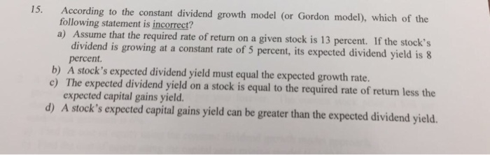 Solved According to the constant dividend growth model (or | Chegg.com