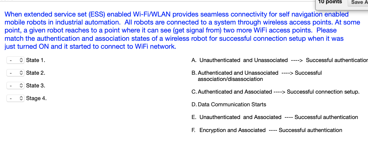 Solved 10 points Save A When extended service set (ESS) | Chegg.com