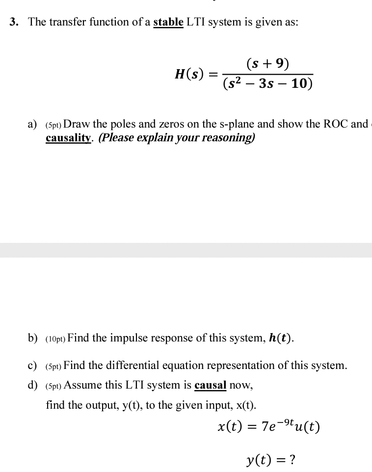 Solved 3. The transfer function of a stable LTI system is | Chegg.com