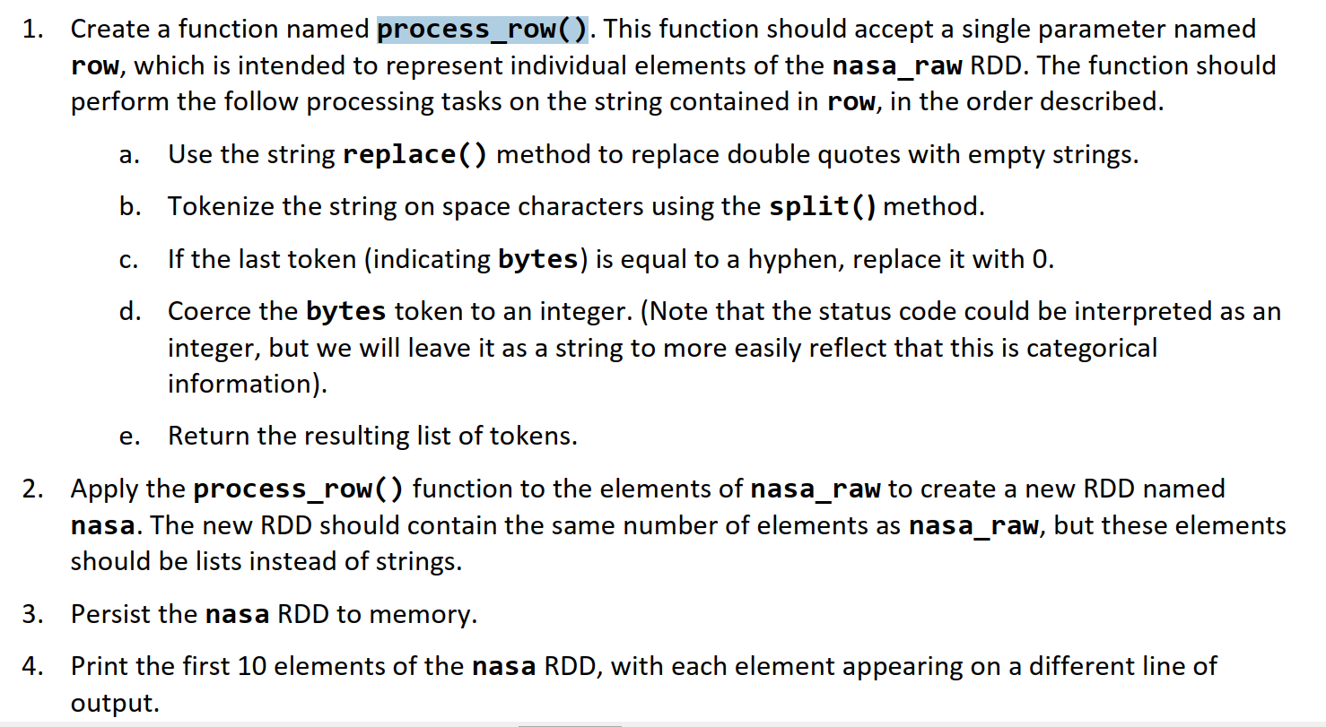 Solved My data in SPARK are like in the picture: I am | Chegg.com