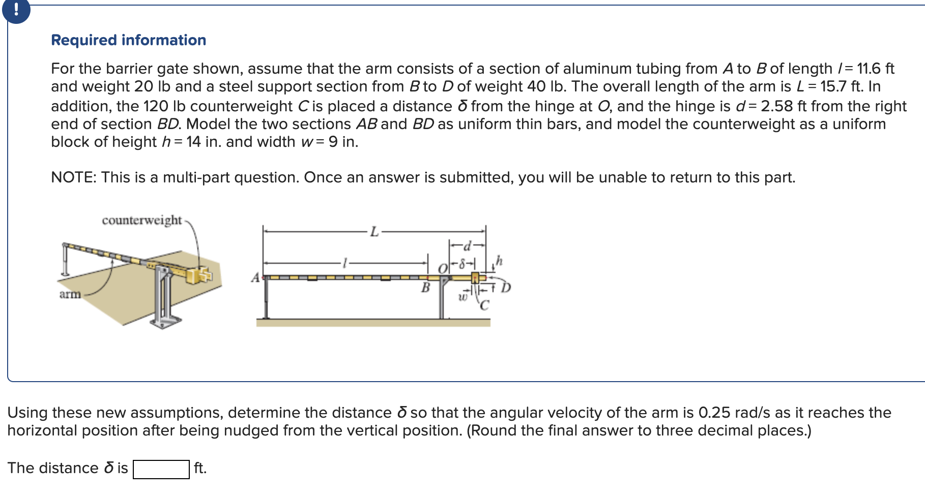 Solved Required information For the barrier gate shown, | Chegg.com