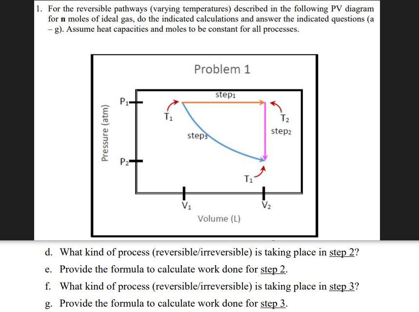 Solved For the reversible pathways (varying temperatures) | Chegg.com