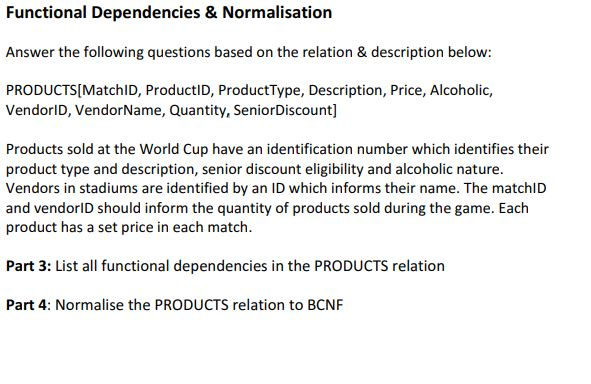 Solved Functional Dependencies And Normalisation Answer The
