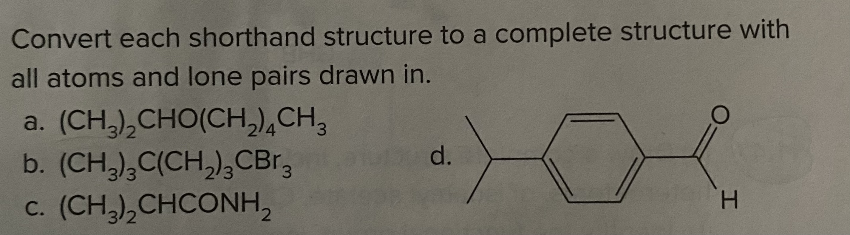 Solved Convert each shorthand structure to a complete | Chegg.com