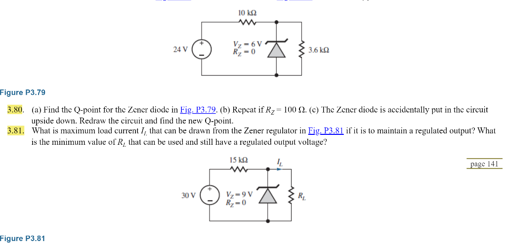 Solved 3.80. (a) Find the Q-point for the Zener diode in | Chegg.com
