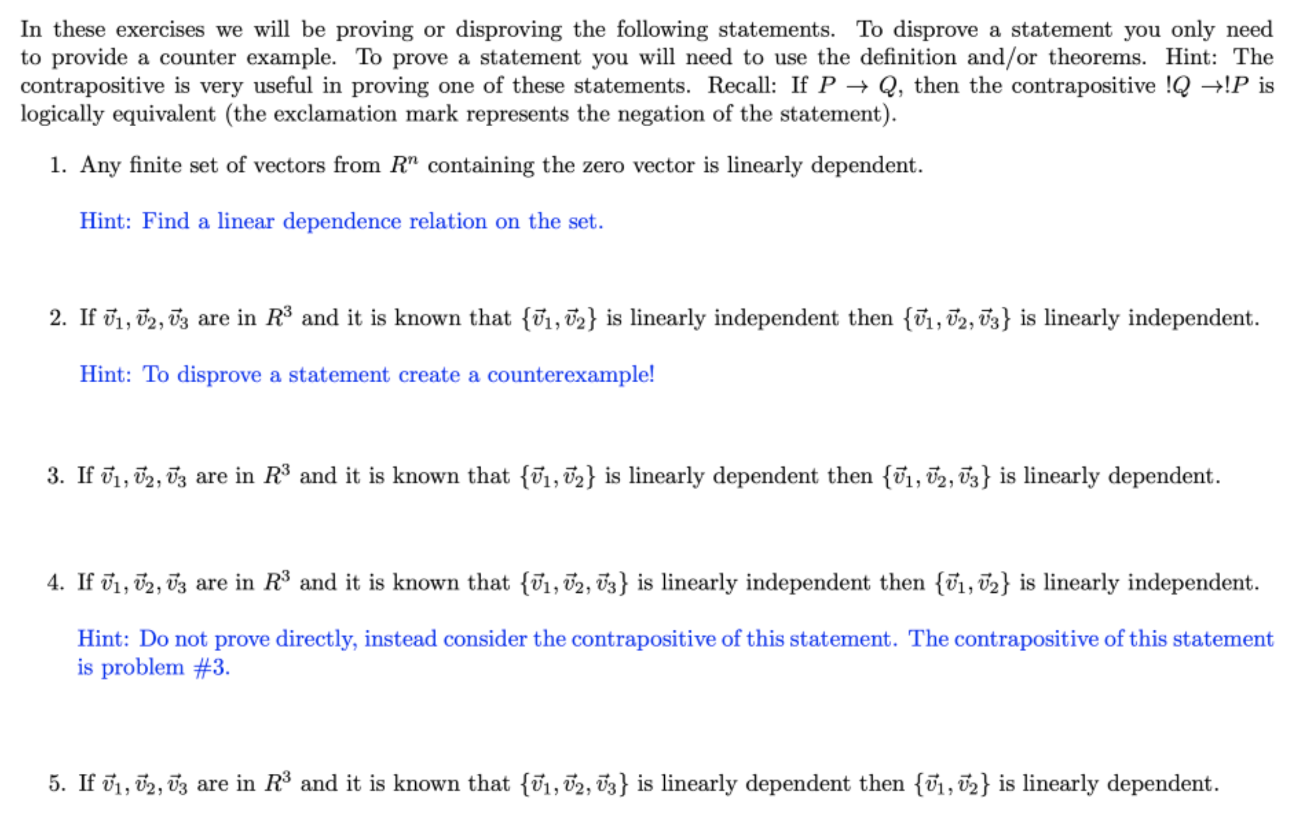 Solved In these exercises we will be proving or disproving | Chegg.com