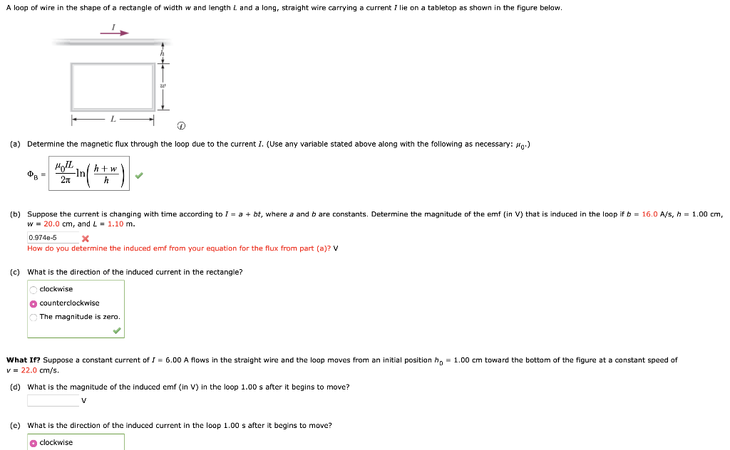 Solved A loop of wire in the shape of a rectangle of width w | Chegg.com